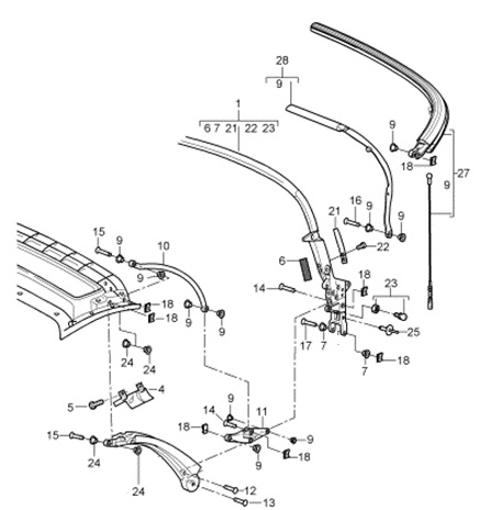 Convertible soft top ball pin fitting kit. Porsche 987 Boxster ...
