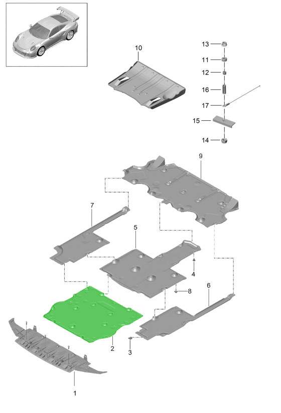 Porsche Front undertray cover 99150460109 / 99150460107 / 99150460104 ...