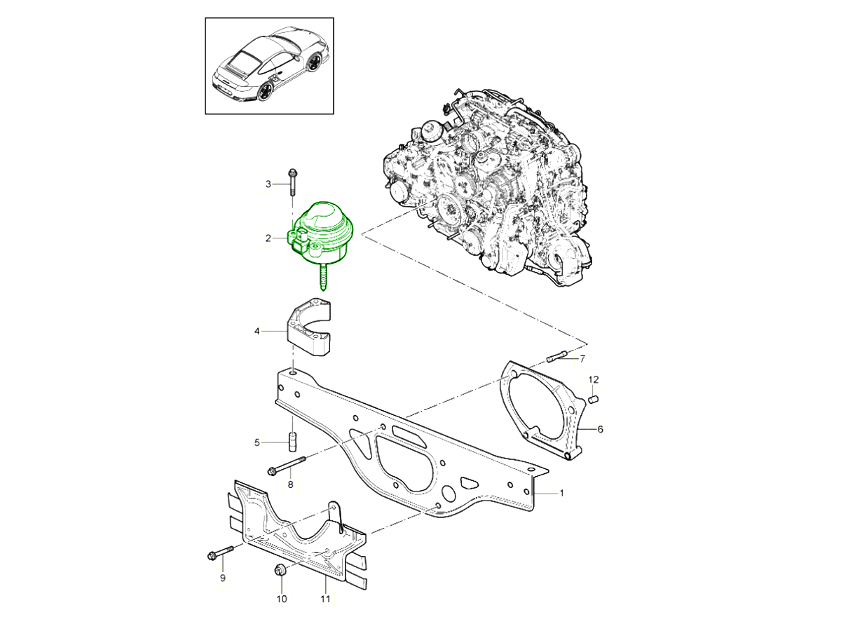 Engine hydraulic mount. Porsche 997.2 Turbo Coupe with PADM 99737505907 ...