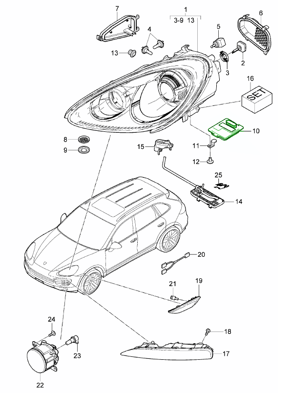 Porsche 958 Cayenne Headlamp control unit 95861838110 - 95861838110 ...