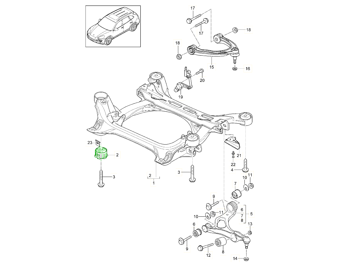 Suspension sub-frame rubber mount bush for Porsche Cayenne 955 / 957 ...