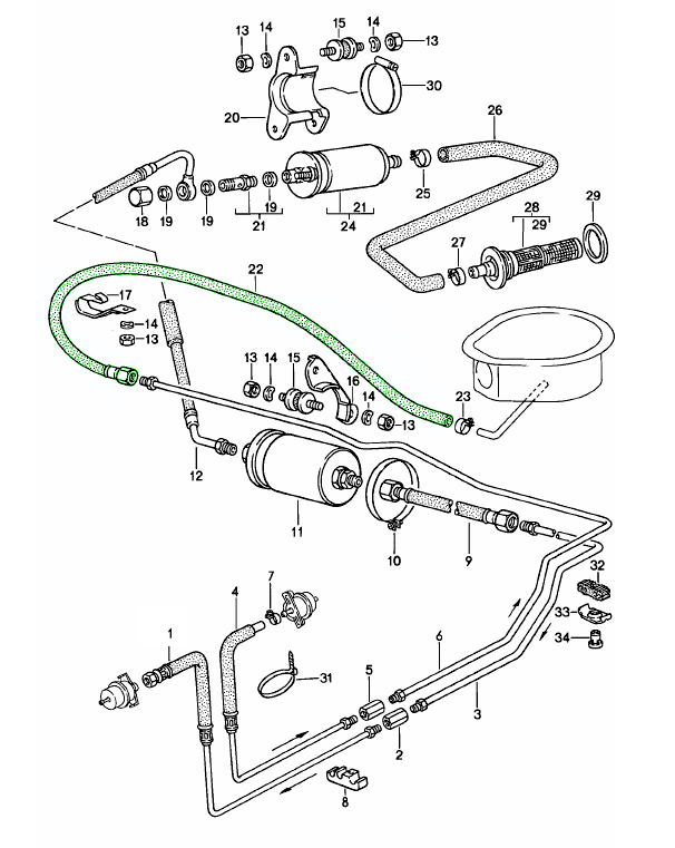 Porsche 944 Fuel hose return PCG209071C - PCG209071C | Design 911