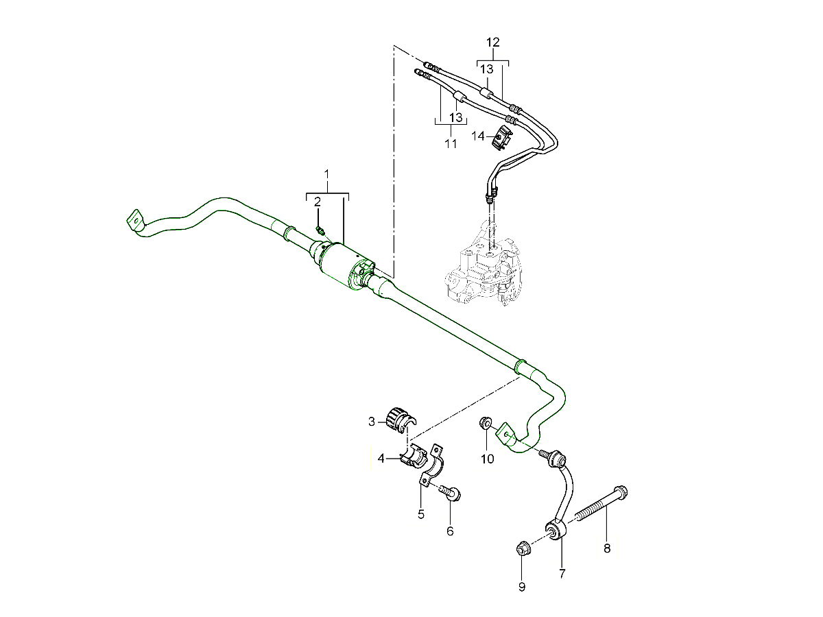 Porsche 957 958 Cayenne Anti roll bar Rear axle 95833370301 95833370300 ...