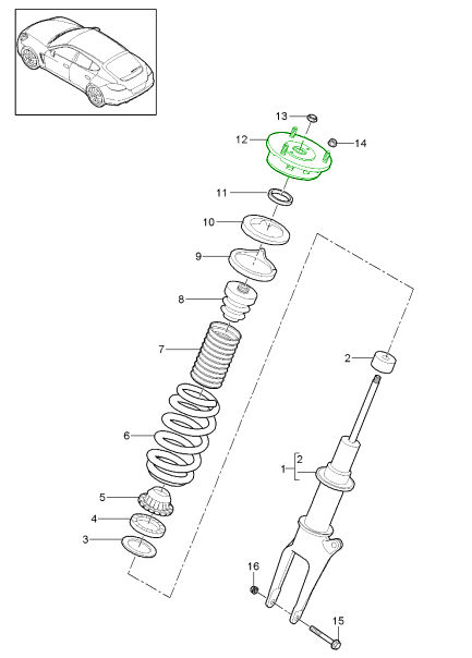 Porsche 970 Panamera Shock absorber top mount 97034301706 97034301705 ...