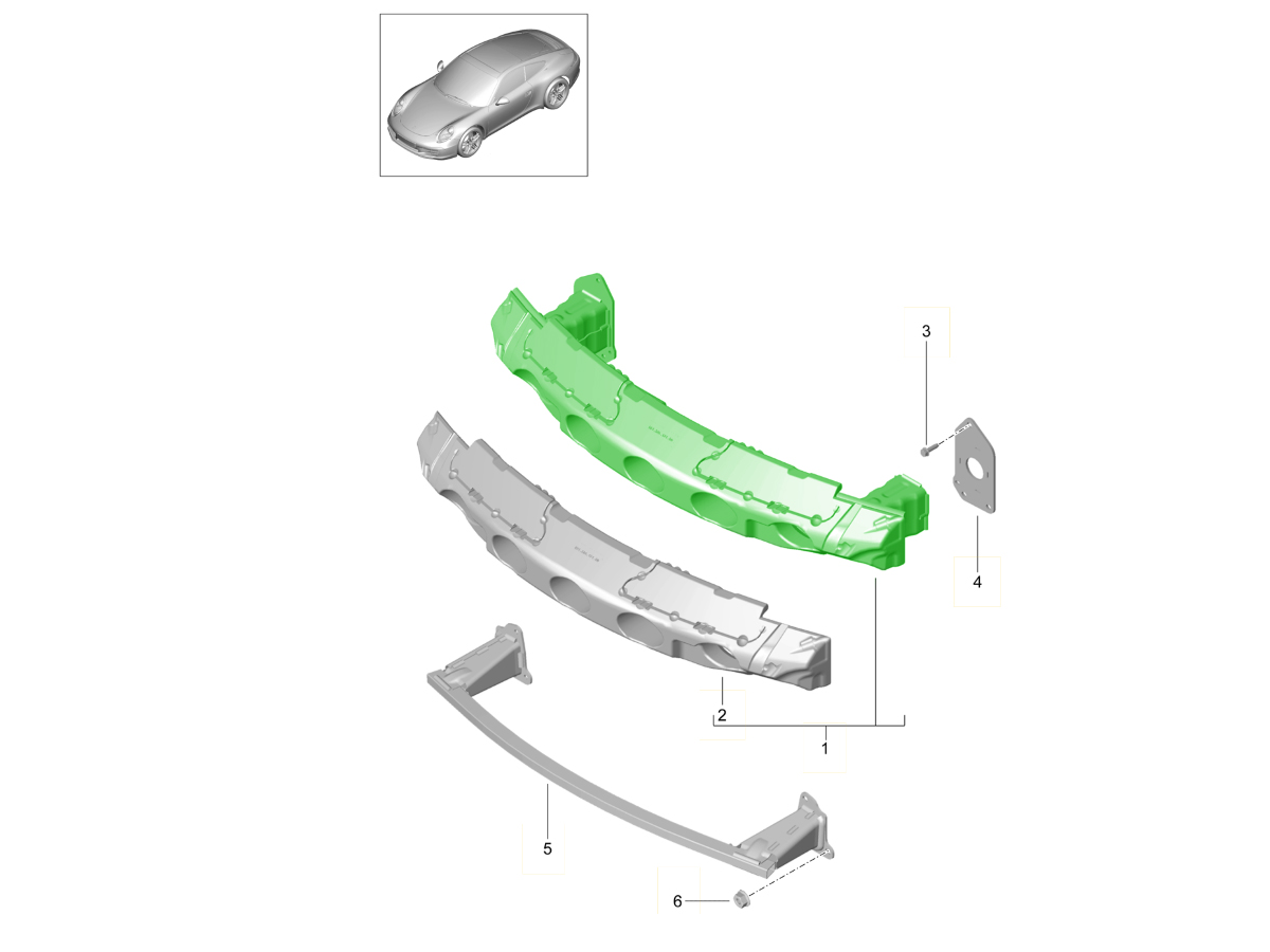 Porsche 981 Boxster 991 Front bumper carrier with foam part 99150512100 ...