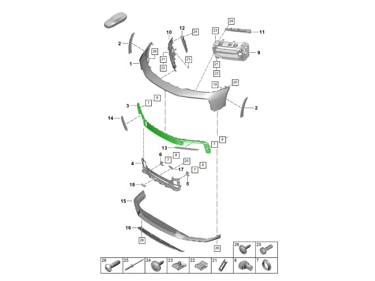 Trim for air inlet front bumper. Porsche 992 Dakar - 992898037 | Design 911