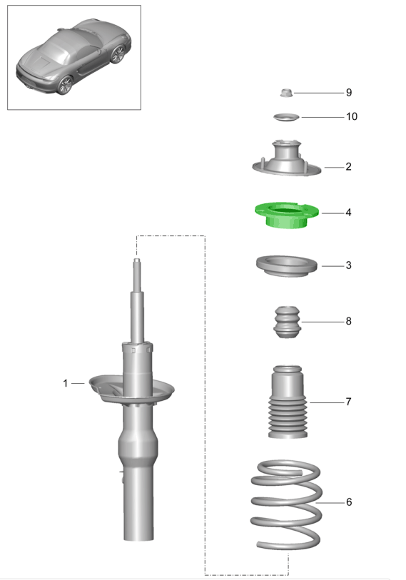 Porsche Boxster Cayman Shock absorber centring ring 98133350901 ...
