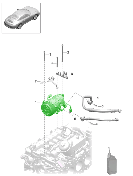 Porsche Air Con Compressor 9P1820803B - 9P1820803D | Design 911