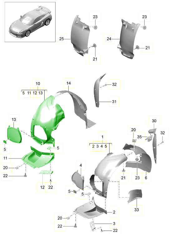 Original Porsche 98150450181 98150450281 98150450182 98150450282 Front ...