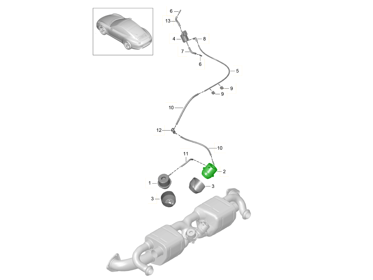 Porsche 991.1 Carrera Sport exhaust vacuum replacement unit 99111138201 ...