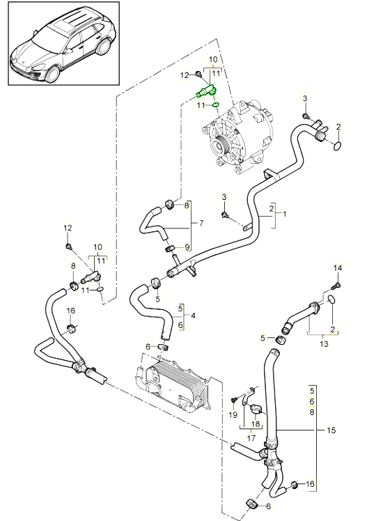 Porsche Alternator cooling hose connect 94810646200 - 94810646200 ...
