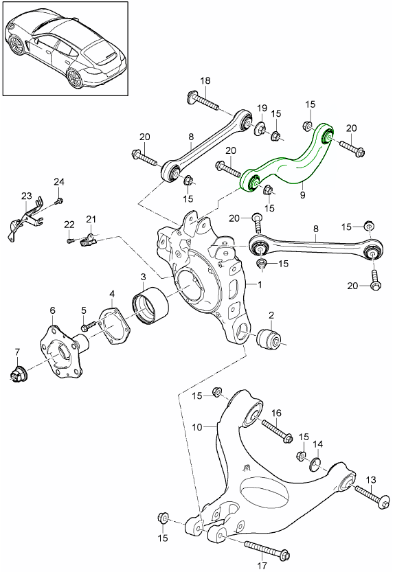 Porsche Panamera Rear upper centre track control arm 97033104300 ...
