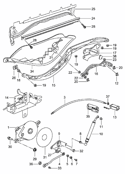 Porsche Cabrio Hood Guide Arm Securing Clip 98656157701 - 98656157701 ...