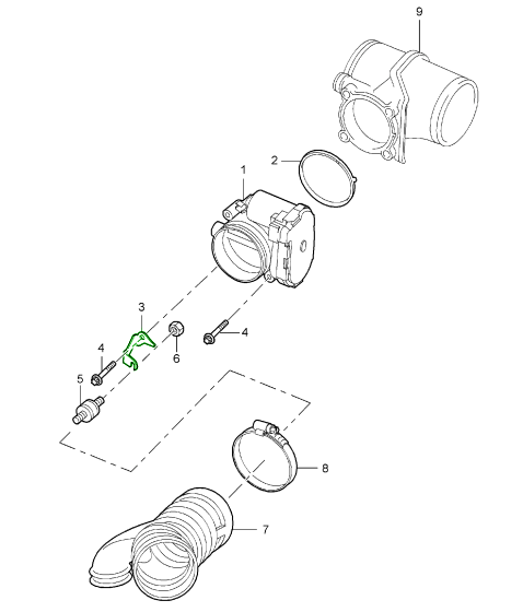 Porsche 997 Throttle body support bracket 99711042302 - 99711042302 ...