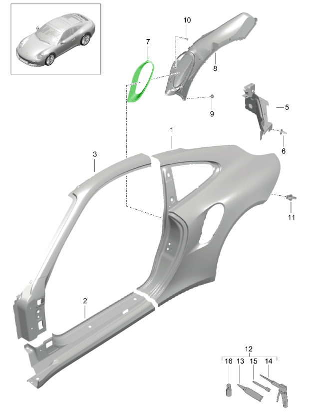 Porsche 991 Turbo Rear 1/4 wing side duct vent 991504371001E0 ...