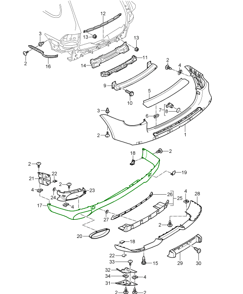 Porsche 957 Cayenne Rear bumper spoiler 95550552109G2X - 95550552109G2X ...