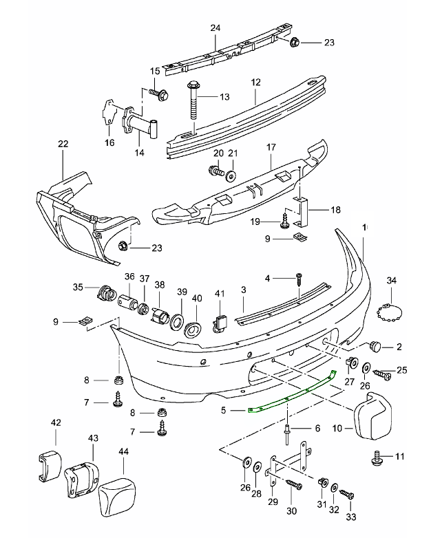 Porsche 996 Rear bumper retaining strip 99650583702 - 99650583702 ...