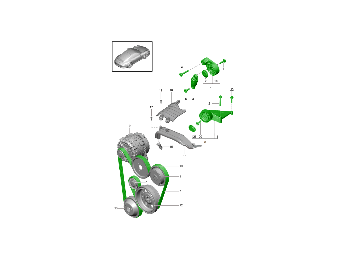 Full Pulley & Belt Kit - Tensioner, Brackets, Pulleys, Drive Belt ...