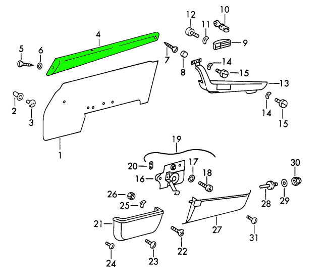 Porsche 911 Inner Door Top Strip Left Vinyl 90155508300700 ...