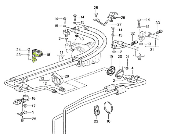 Mounting bracket air con pipes. Porsche 964 - 96412601103 | Design 911