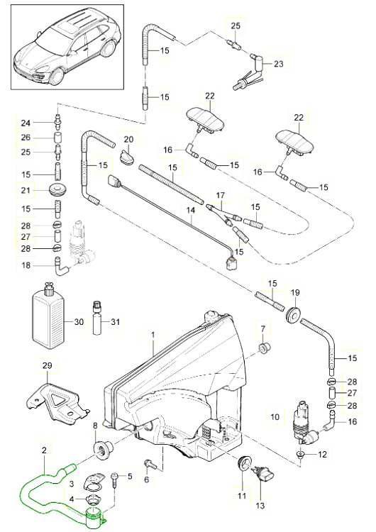 Original Porsche 95852860503 Fuel filler neck for Porsche 958 Cayenne ...