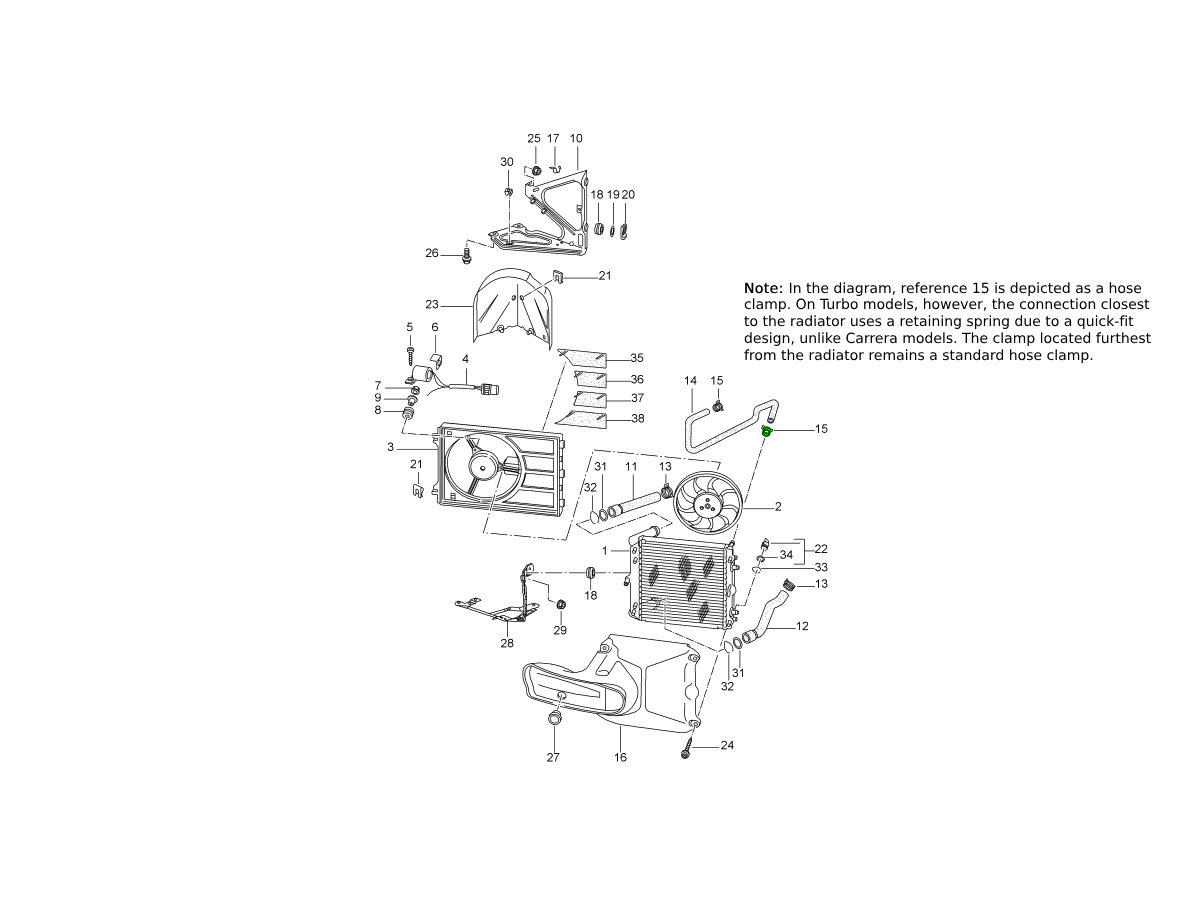 Retaining Spring for Front Radiator Hose. Porsche 996 & 997 Turbo / GT2 ...