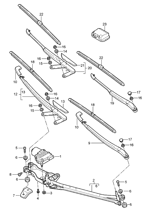 Wiper Blade FRONT. Porsche 957 Cayenne (LHD cars) 95562893911 ...