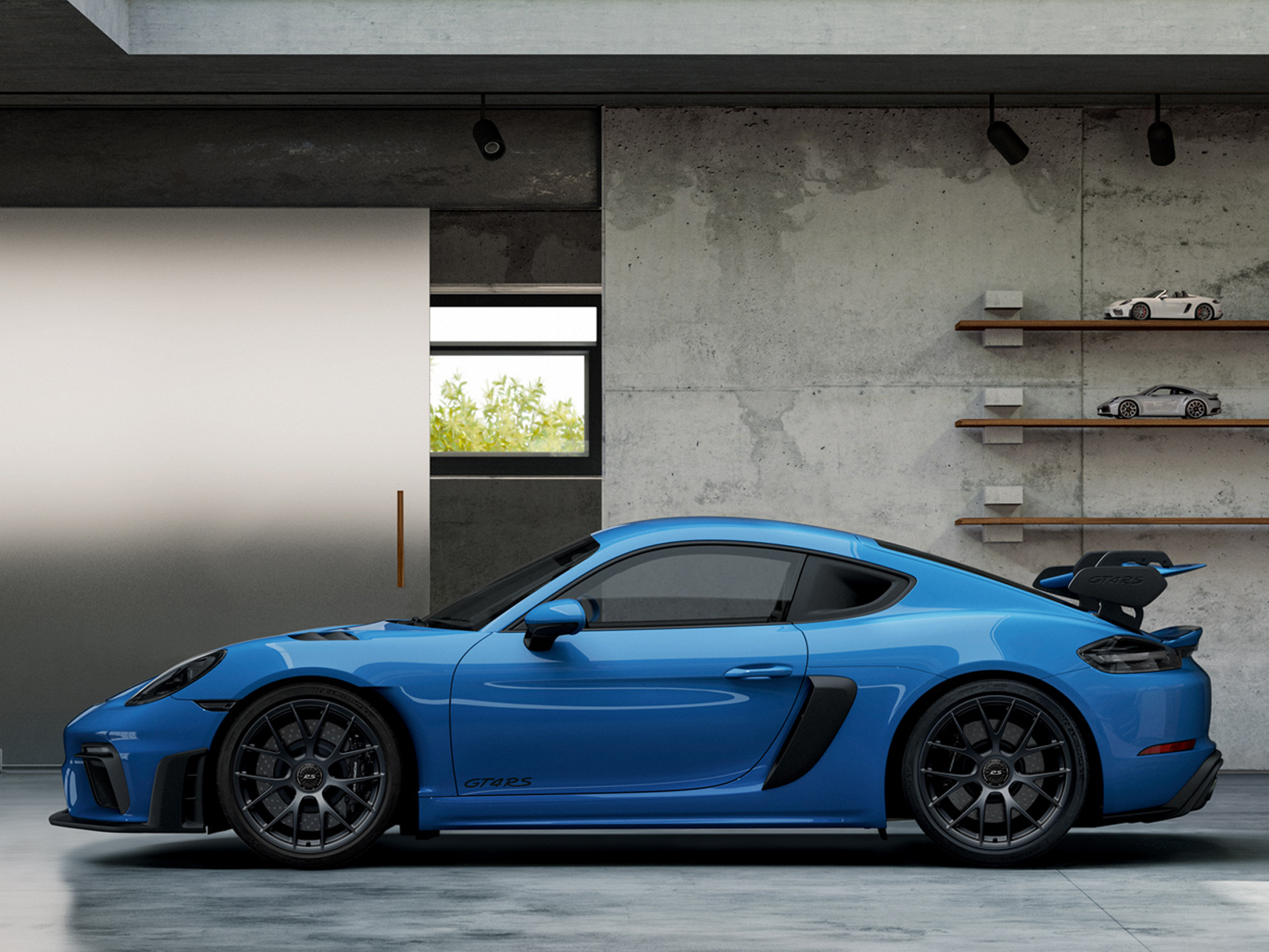 20inch 718 Cayman GT4 RS magnesium forged wheel set, in Indigo Blue. Original Porsche ...