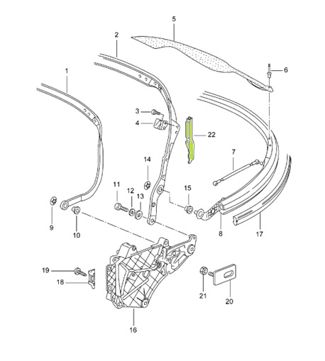 Seal cabriolet roof frame. Porsche 996 / 997 - 99656125900 | Design 911