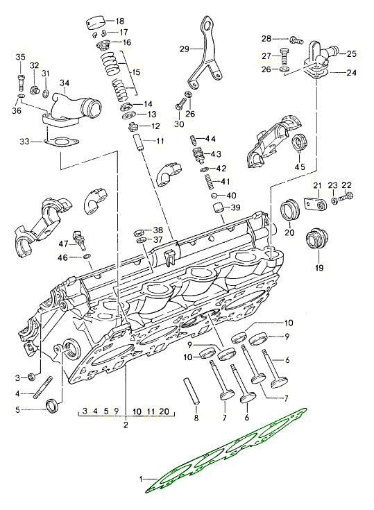Porsche 944 968 Cylinder head gasket 94410439451 - 94410439451 | Design 911