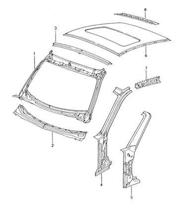 Roof frame top, Coupe. Porsche 996 / 997 - 99650230503GRV | Design 911