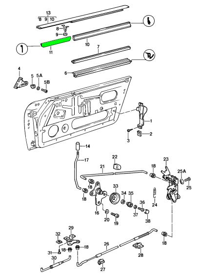 Porsche Front 1/4 Light Window Lower Seal 90153193320 - 90153193320 ...