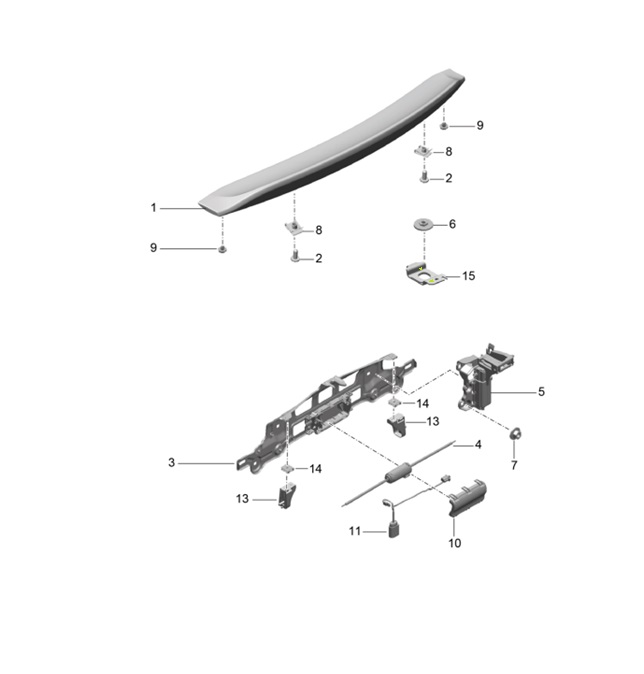 Adapter securing plate rear spoiler. Porsche 981 Boxster Spyder 2016 ...