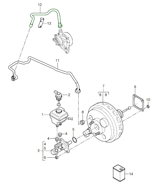 Porsche 957 Cayenne Brake booster vacuum hose Pump to booster line ...