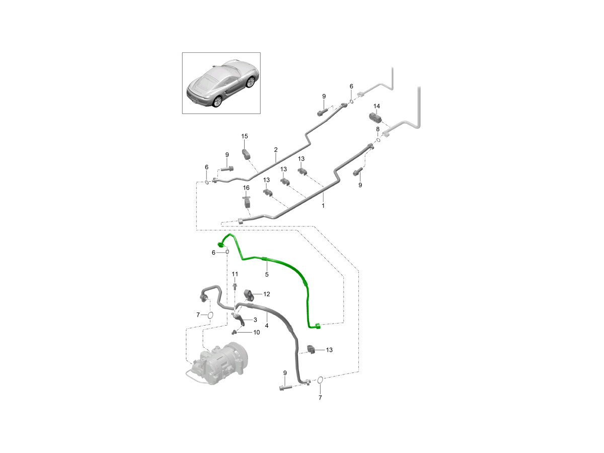 Pressure Line for Air-Conditioning Compressor for Porsche 981 Boxster ...