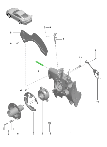 Porsche 991 GT3 Wheel carrier stud on rear axle 99906105201 ...