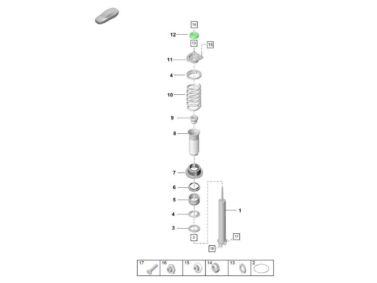 Porsche 992 Rear shock absorber top mount insert 992512353A ...