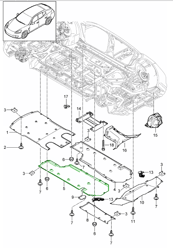 Porsche Panamera 970 SWB Undertray Right 97050412212 - 97050412212 ...