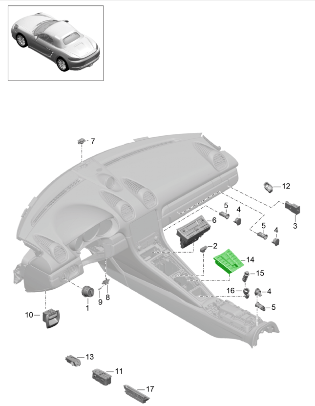 Porsche 982 718 Boxster Centre console combined switch repair kit ...