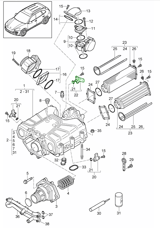Porsche 958 Cayenne Hybrid Boost pressure sensor 95860618010 ...