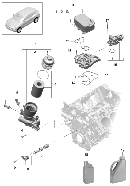 Engine Oil Cooler O-Ring. Porsche 958 Cayenne / Macan / Panamera ...