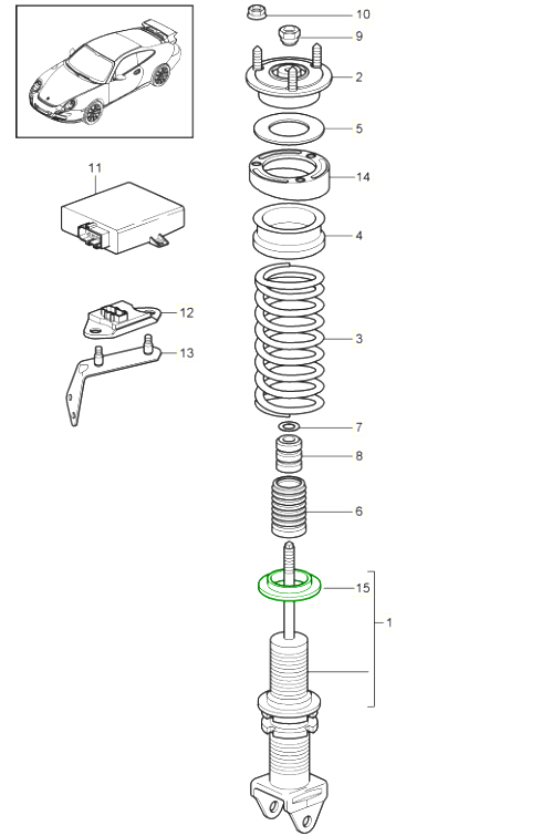 Original Porsche 99733350490 Shock absorber lower spring stop Rear axle ...