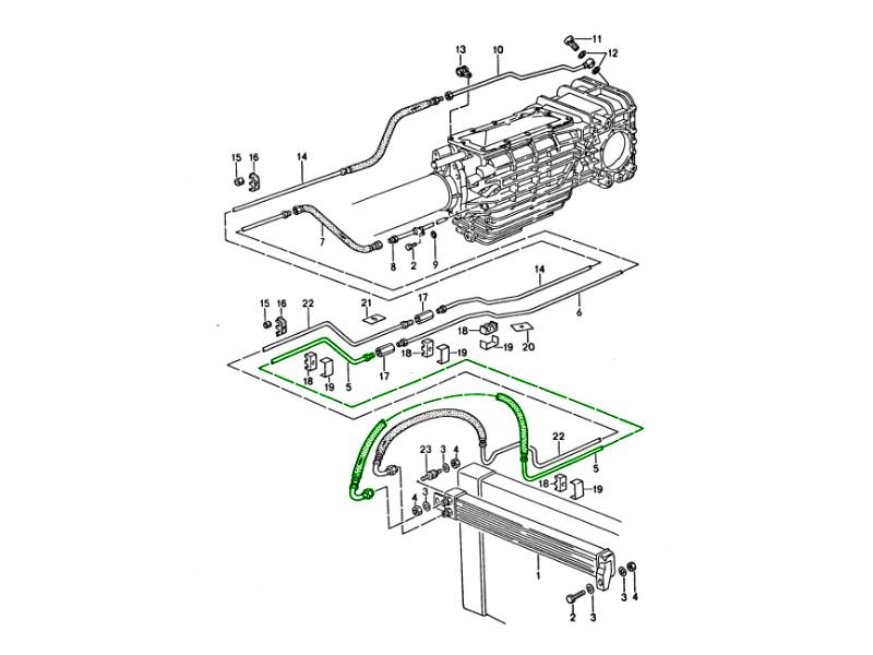Oil Cooler, Oil Return Line. Porsche 928 1992-95 92830704100 ...