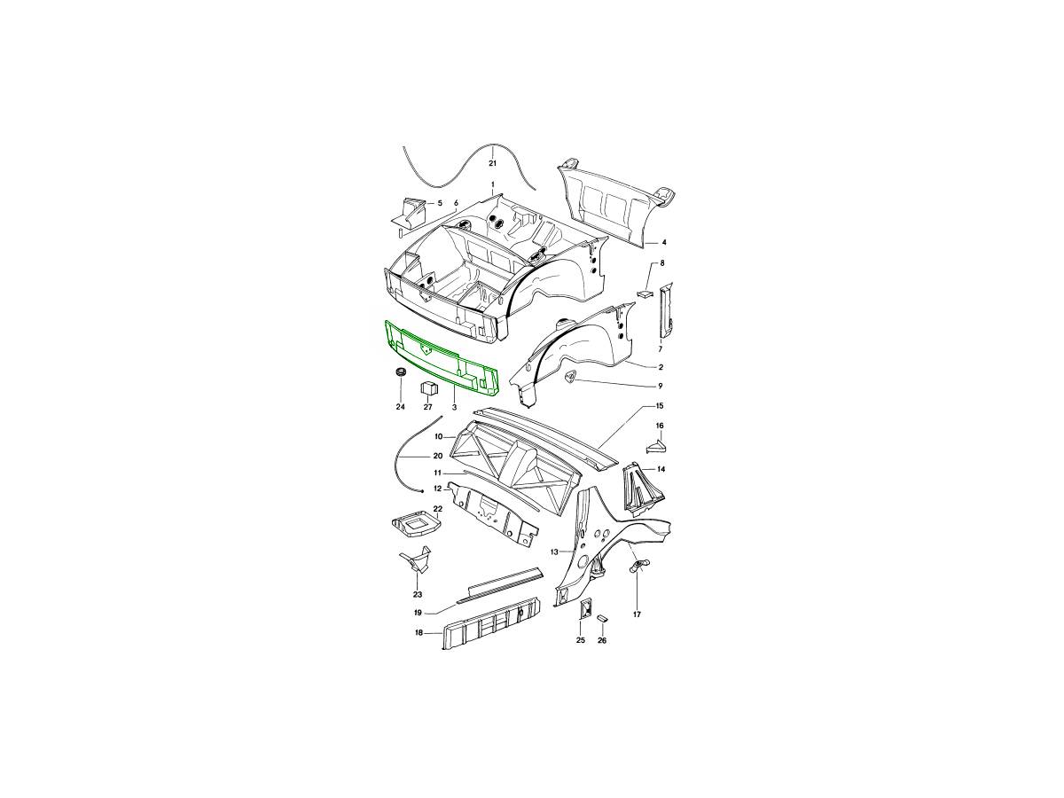 Front partition nose panel. Porsche 914 1975-76 91450203112 ...