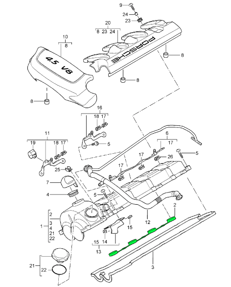 ELRING 249.630 Porsche 94810593300 Engine valve cover gasket for ...