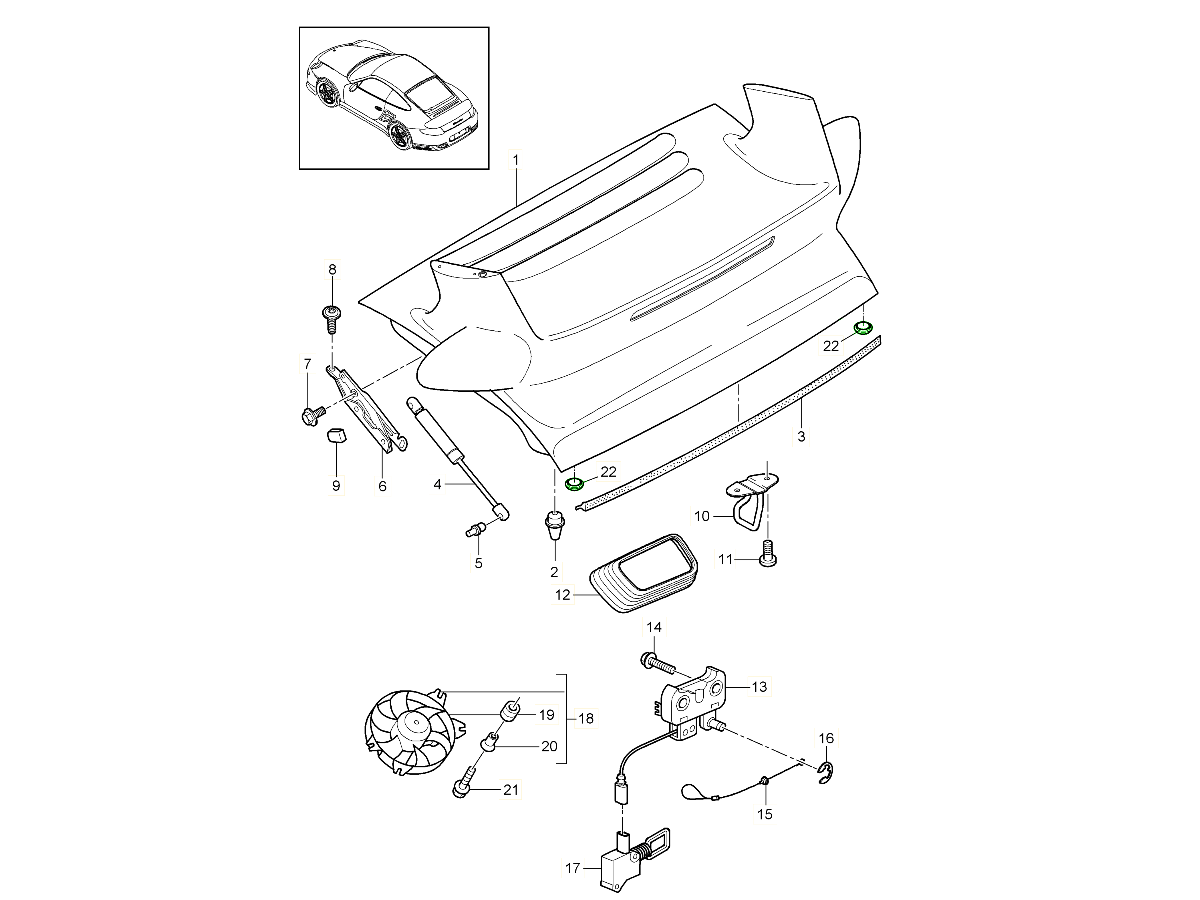 Porsche 997 GT2 GT3 Sealing cap covers for rear spoiler 99970301940 ...