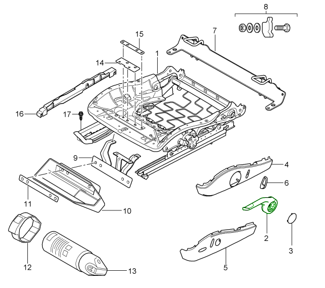 Porsche 987 Boxster Cayman 997 Seat Control Lever 99752162801V05 ...