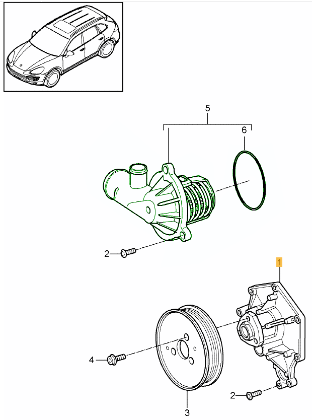 Porsche Cayenne Diesel Water pump thermostat housing with insert and ...