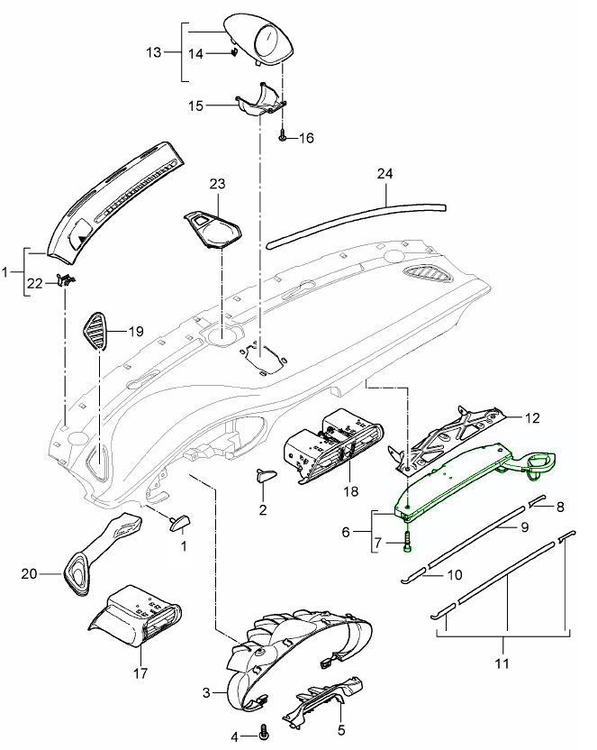 Porsche Boxster Cayman 997 Dashboard cup holder 99755229403 ...