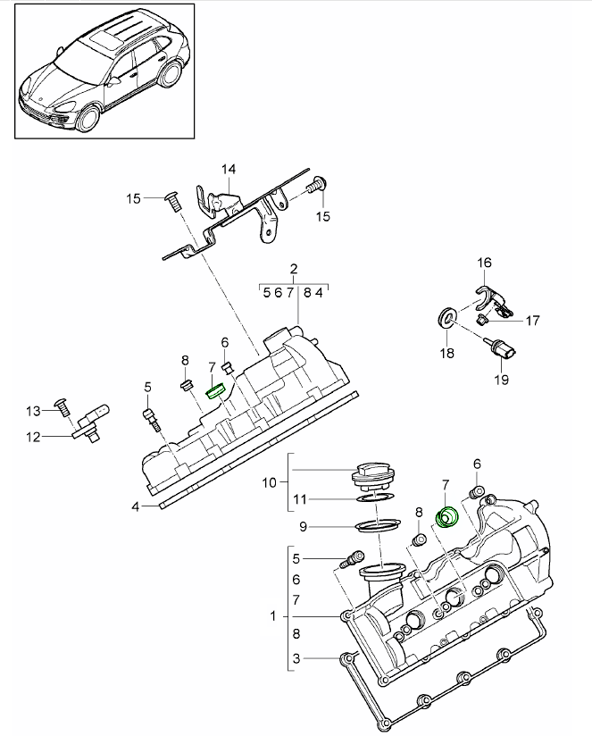 Porsche Shaft sealing ring on valve cover 95810558500 - 95810558500 ...